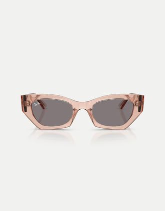 Ray-Ban Zena lunettes de soleil &agrave; forme irr&eacute;guli&egrave;re avec verres marron en rose transparent