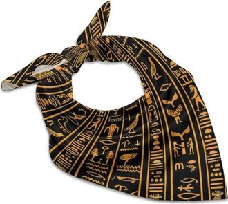 Generic Écharpe carrée en soie légère et vintage avec hiéroglyphe égyptien antique pour cheveux respirant Cadeau pour homme et femme, multicolore, 46x46cm