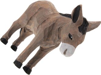 Healifty FOMIYES Miniatur Esel Statue Handgefertigte 3D Tierskulptur Rustikale Tierfigur f&uuml;r Schreibtisch und Regaldekoration Kompakte Holzeselskulptur f&uuml;r Woh