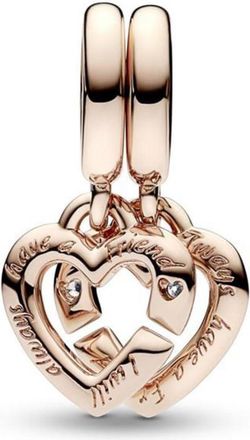 Pandora Pandora Heart 14k rose gold-plated double dangle with clear cubic zirconia