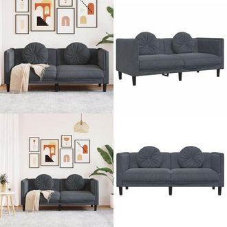 vidaXL Sofa mit Kissen 2-Sitzer Dunkelgrau Samt - Samtsofa - Wohnzimmersofa - 2-Sitzer Sofa - Grau Sofa - Modernes Sofa - Home & Living