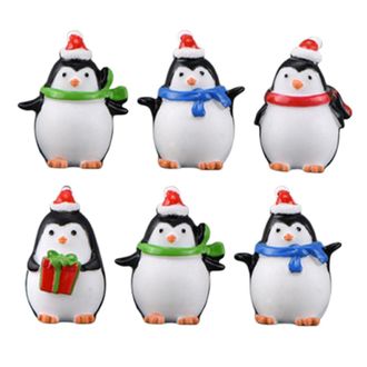 Hemobllo 6 St&uuml;ck Weihnachts Pinguin Deko aus Harz Miniatur Figuren f&uuml;r Tisch Schreibtisch Weihnachtliche Wohn und B&uuml;rodarstellung Zuf&auml;llige Farbe Zuf&auml;lliger Zu