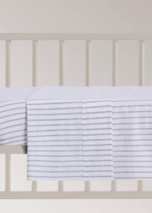 Mango Drap-housse berceau 100 % coton &agrave; rayures seersucker gris - Home - 100x150cm - MANGO HOME