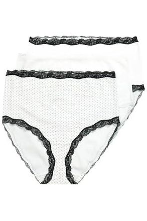 Ulla Popken Femme, Grandes Tailles, 3 pi&egrave;ces, Maxi Lettre, Dentelle et Pois, Blanc., 54-56