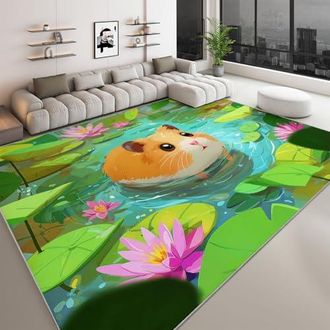 Generic Tapis Lavable &agrave; Poils Courts, Tapis Antid&eacute;rapant Doux &Eacute;l&eacute;gant Mignon Animaux Hamster pour Salon Salle &agrave; Manger Chambre &agrave; Coucher et Bureau - D&eacute;coratio