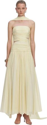 Self Portrait Femme, Robes, Jaune, Taille: 38 FR Georgette Scarf Midi Dress