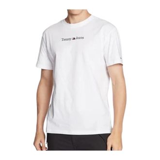 Tommy Jeans Klassisches Lineares Baumwoll Wei&szlig;es T-Shirt - - Tops - Herren - Wei&szlig; - L
