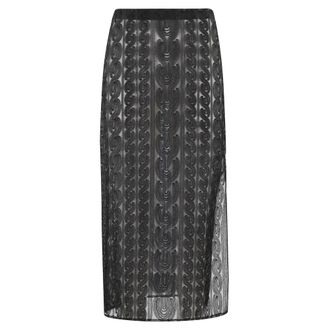 Erika Cavallini Semi Couture Schwarzer Midi-Rock mit Transparentem T&uuml;ll - - Skirts - Damen - Schwarzk - S