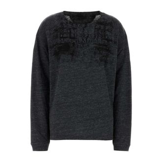 Maison Margiela Graues Baumwoll-T-Shirt - - Sweatshirts & Hoodies - Damen - Schwarzk - M