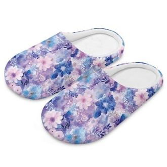 Coloranimal Pantoufles dint&eacute;rieur pelucheuses &agrave; bout ferm&eacute; pour femme - L&eacute;g&egrave;res et confortables, fleur violette, 35.5/36.5 EU