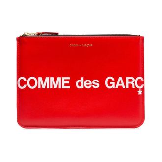 Comme Des Gar&ccedil;ons Klassische Rote Lederbrieftasche mit Goldener Hardware und Rei&szlig;verschluss - - Accessories - Herren - Rot - ONE SIZE
