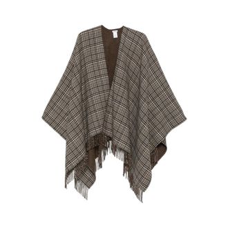 Brunello Cucinelli Poncho mit Karomuster und Fransen - - Jackets - Damen - Braun - ONE SIZE