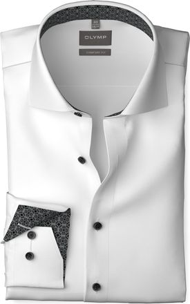 Olymp Herren Oberhemd Langarm Luxor,Satin,466 Comfort Fit 20,13 New Kent,Weiss 00,42
