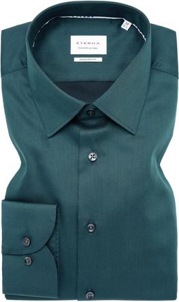 Eterna Herren Hemd Modern Fit | Satin Gr&uuml;n | 100% Baumwolle | Kentkragen Gr. 43