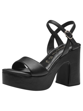 Tamaris Damen Sandalen mit Absatz Blockabsatz; BLACK MATT/schwarz; 41 EU