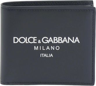 Dolce & Gabbana Homme, Accessoires, Bleu, Taille: ONE Size Portefeuille &agrave; deux volets en cuir de veau