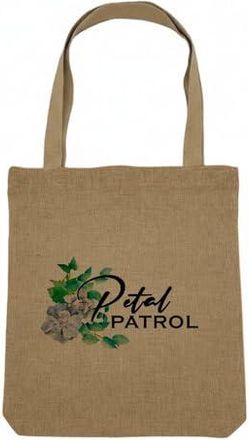 Fabulous Sac Shopping Tote Bag Aspect Lin - Petal Patrol Mariage Mari&eacute;e Fleurs Bleues - Sac de Courses Toile Epaisse 360g Beige Naturel Cabas Port&eacute; Epaule Soli