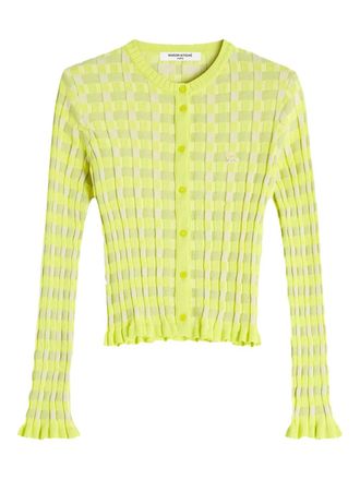 Maison Kitsuné cardigan à carreaux damier - Jaune