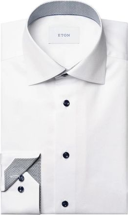 Eton Homme, Chemises, Blanc, Taille: 6XL Chemise Serg&eacute; G&eacute;om&eacute;trique Coupe Contemporaine