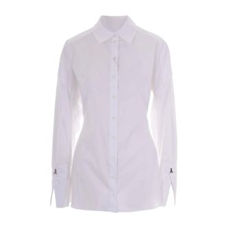 Patrizia Pepe Femme, Blouses et Chemises, Blanc, Taille: 38 FR Chemise Popeline Stretch
