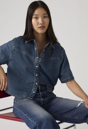 Levi's Logan Denimshirt mit kurzen &Auml;rmeln - Damen - Blau / Blau