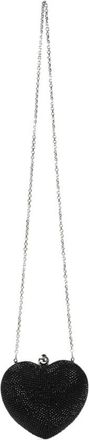Mach & Mach Mach & Mach, Femme, Sacs, Noir, Taille: ONE Size Crystal Heart Suede Clutch