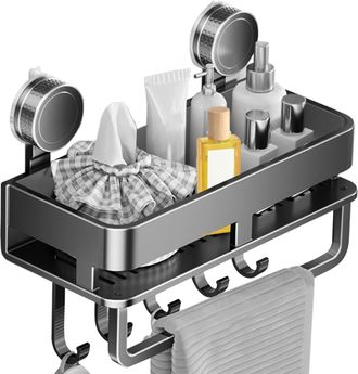 Generic Estantes de, Estante Con Ventosas Y Ganchos Extra&iacute;bles, Bandeja Organizadora Korrosionsschutz Sein Taladrar Para Hogar Cocina Ba&ntilde;o Ba&ntilde;era Armario