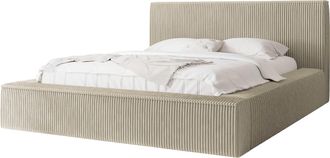 Mirjan24 Polsterbett Gerozza mit Bettkasten, Stoff: Cord, Doppelbett, Lattenrost, Antirutschfüße, Elegantes Bett mit Polsterkopfteil, Ehebett (Top Sztruks 20, 