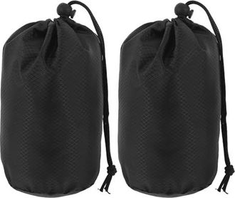Milisten Kichvoe Lot de 2 sacs de rangement pour la randonn&eacute;e - Sacs &agrave; cordon en tissu Oxford noir, portables, pour v&ecirc;tements, vestes, manteaux - Organisateur 