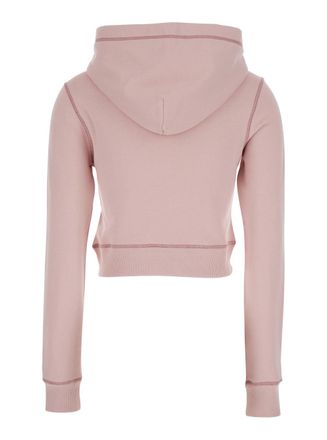 Diesel Womens Cropped Hoodie Pink Cotton Sweatshirts Sweater