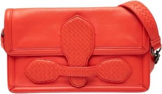 Bottega Veneta Sac bandouli&egrave;re en nappa tress&eacute; pr&eacute;-aim&eacute; - Femme - Pre-owned - Orange - Taille: ONE Size
