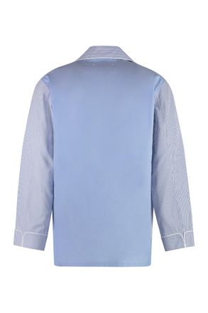 Maison Margiela Mens Striped Cotton Pajama Shirt Light Blue