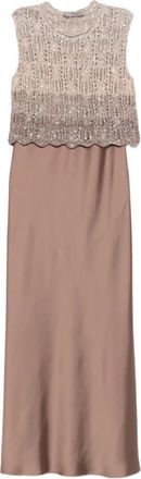 D.exterior Femme, Robes, Brun, Taille: 40 FR Embellished-Detail Maxi Dress