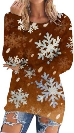 Generic Chandail long à col rond pour femme, pull dentraînement pour femme, chemisier chaud à manches longues et col rond, sweat-shirt imprimé, Sweat-shirts m