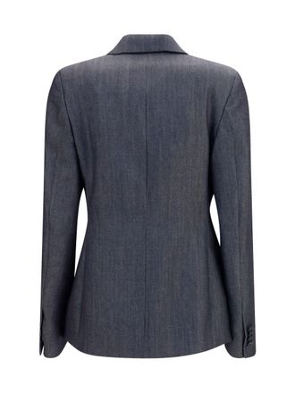 Balenciaga Womens Double-Breasted Wool Blazer Dark Navy Merino Ovis Aries Jacket