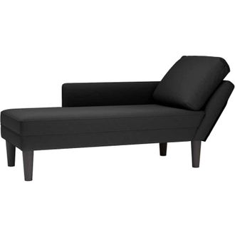 vidaXL Fauteuil long avec coussin et accoudoir droit noir velours - Vidaxl