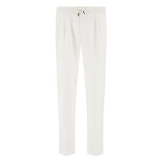 Boggi Milano Homme, Pantalons, Blanc, Taille: 3XL Linen Coulisse Pants