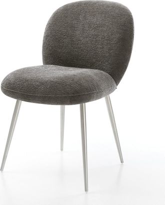 DELIFE Esszimmerstuhl Nube-Flex Boucl&eacute; Soft Schlamm 4-Fu&szlig; konisch Edelstahl Taschenfederkern, Esszimmerst&uuml;hle