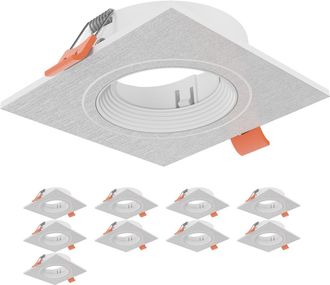 LEDs Com 10 Stück Deckeneinbaurahmen KUN, eckig, schwenkbar, weiß