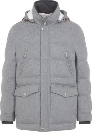 Brunello Cucinelli Parka &agrave; capuche amovible - Homme - Vestes - Gris - Taille: XL