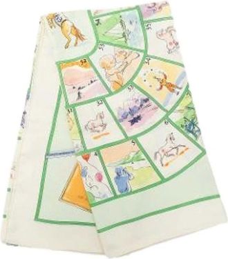 Herm&egrave;s Pre-owned Le Jeu des Petits Bonh Scarf - Femme - Pre-owned - Vert - Taille: ONE Size