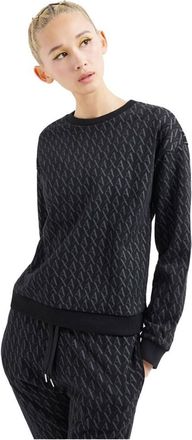 A|X Armani Exchange Womens,Essential, All Over Logo,Sweatshirt, Black,XL