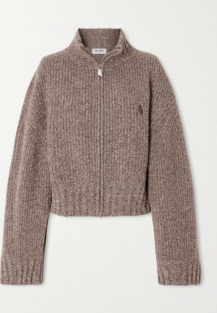 The Attico Cardigan Aus Einer Gerippten Woll-kaschmirmischung Mit Rei&szlig;verschluss - Braun