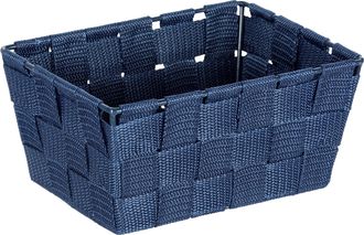 WENKO Aufbewahrungskorb Adria Mini Dunkelblau - Badkorb, rechteckig, Kunststoff-Geflecht, Polypropylen, 19 x 9 x 14 cm, Dunkelblau