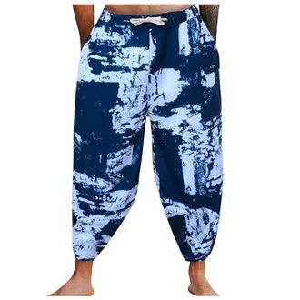 Generic Short de plage pour homme - Short d&eacute;t&eacute; pour homme - Pantacourt tha&iuml;landais - Pantalon d&eacute;contract&eacute; - Grande taille, bleu, 3XL