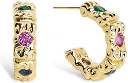 Singularu Boucles doreilles Sand Colors - Boucles doreilles en laiton plaqué or 18Kt avec perles - Fermoir Congo/Click - Bijoux pour femmes