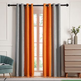 PRIMROSE Verdunkelungsvorhänge für Wohnzimmer, wärmeisoliert, Raumverdunkelung, Ombré-Vorhänge, Fenstervorhänge für Schlafzimmer, Ösen, Grau/Orange, 213,4 cm l