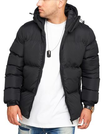 Behype. Herren warme Winterjacke mit Kapuze Steppjacke Puffer-Jacke J14-Schwarz-XXL