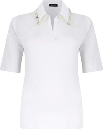 Fabiana Filippi Femme, Tops, Blanc, Taille: 36 FR Polo avec Col Orn&eacute;