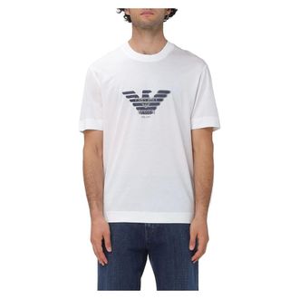 Emporio Armani T-shirt &agrave; col rond avec logo imprim&eacute; - Homme - Tops - Blanc - Taille: M